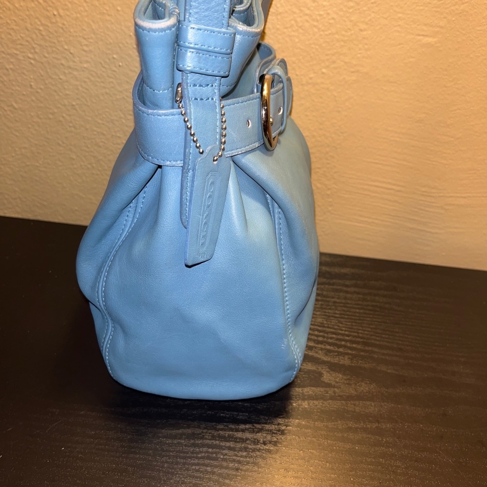 Vintage Coach Belted Closure Blue Leather Crossbody A… - Gem